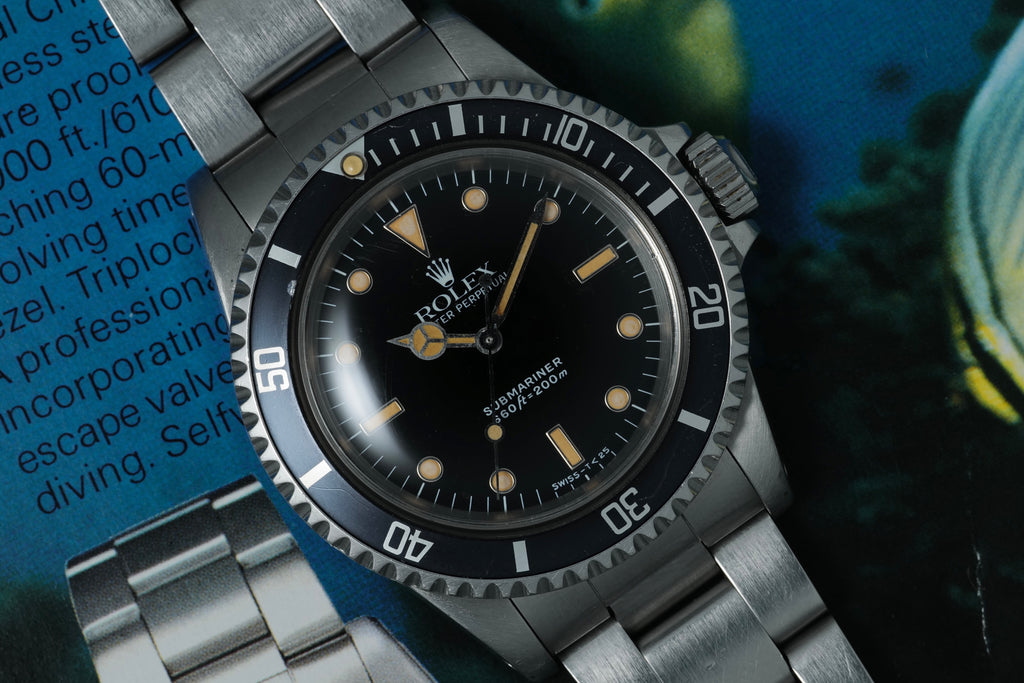 1986 5513 Submariner non-date with dark patina and box and papers. – vintageworn.com